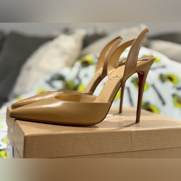 Christian Louboutin | Shoes | Elegant Tan Slingback Heels | Poshmark